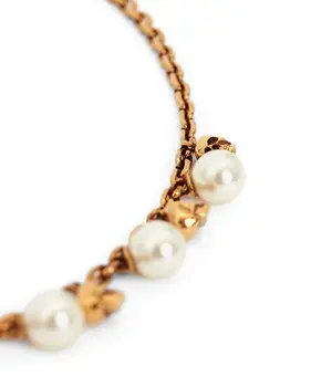 Alexander McQueen Skull And Faux Pearl Chain Necklace