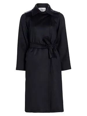 Max Mara Women's Manuela Icon Camel Hair Belted Wrap Coat - Red  - Ultramarine