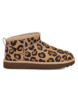 UGG Women's Classic Ultra Mini Leopard-Print Calf Hair Boots - Natural - Size 11 - Natural  - Natural