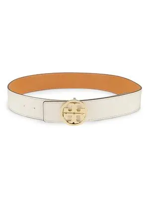 Tory Burch Reversible Miller Leather Belt New Ivory