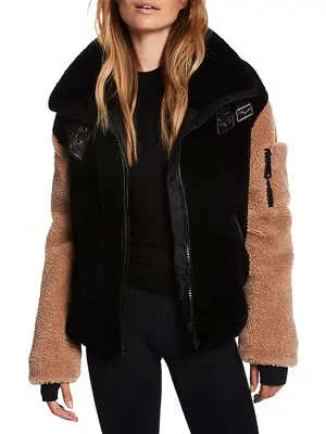 Sam. Denver Sherpa Jacket Camel Black
