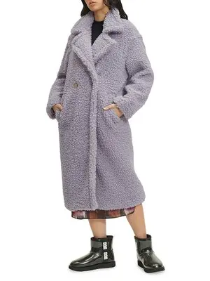 UGG Gertrude Long Teddy Coat Cloudy Grey