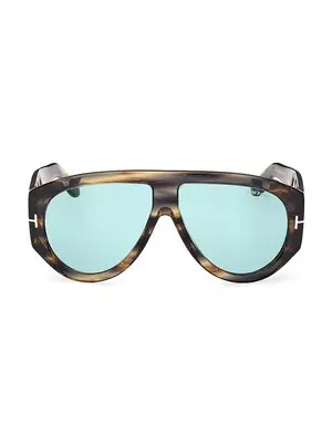 TOM FORD Bronson 61mm Aviator Acetate Sunglasses Havana Turquoise