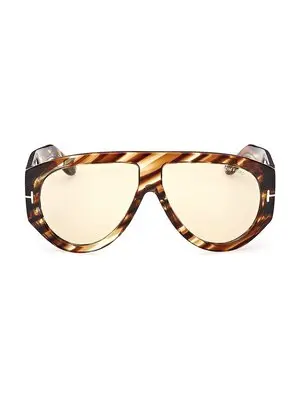 TOM FORD Bronson 61mm Aviator Acetate Sunglasses Havana Yellow