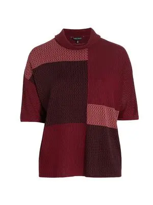 Ming Wang Women's Colorblocked Knit Tunic - Cherry Red Java Black - Size 10 - Cherry Red Java Black  - Cherry Red Java Black