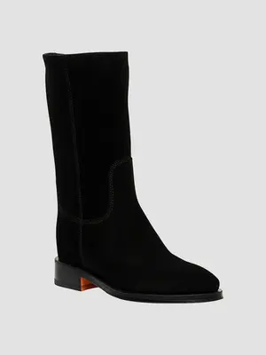 Santoni Fleeces Suede Mid-calf Boots - Black