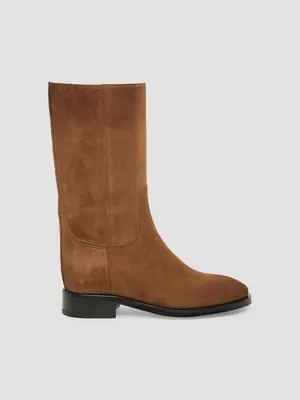 Santoni Fleeces Suede Mid-calf Boots Cognac