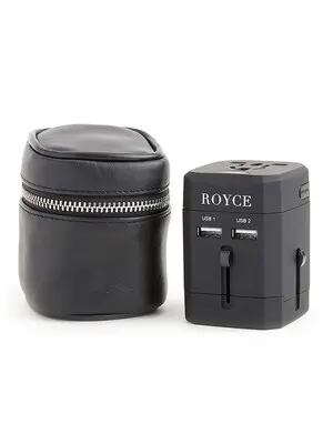 ROYCE NEW YORK Travel Adapter & Leather Case One-color