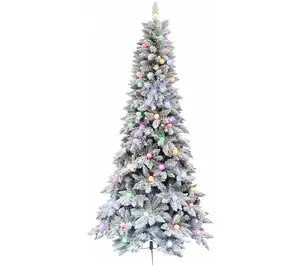 FRASER HILL FARM 7.5-ft. Slim White Tail Pine S Now-flocked Tre