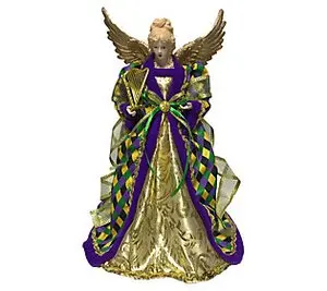 SANTA'S WORKSHOP 16' Mardi Gras Angel Tree Topp Er - One-color