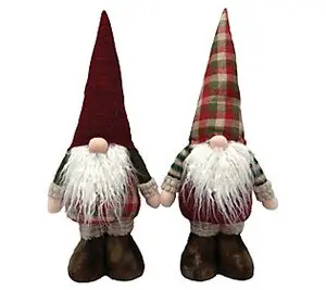 SANTA'S WORKSHOP 14' Plaid Gnomes, Set Of 2 - One-color