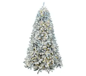 FRASER HILL FARM 9' Flocked Winter Snow Pine Ch Ristmas Tree - One-color