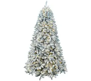 FRASER HILL FARM 7.5' Flocked Winter Snow Pine Hristmas Tree - One-color