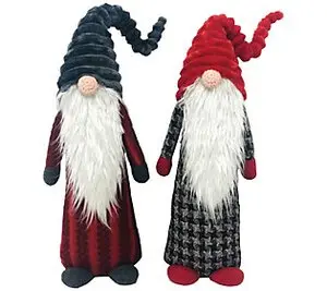 SANTA'S WORKSHOP 17' Tall Xmas Gnomes, Set Of 2 - One-color