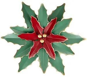 NORTHLIGHT Norhtlight 14' Green & Red Metal Poinsettia Wal Hanging - One-color