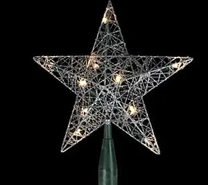 NORTHLIGHT 9' Lighted Silver Wire Star Christma Tree Topper