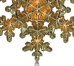 NORTHLIGHT 9' Pre-lit Gold Snowflake Christmas Ree Topper