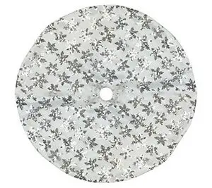 NORTHLIGHT Norhtlight 20' White & Silver Sequin Snowflake Ni Tree Skirt - One-color