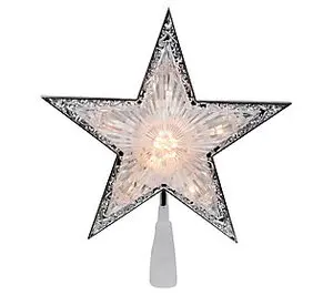 NORTHLIGHT 9' Lit Silver & Clear Crystal 5 Poin Star Topper - One-color