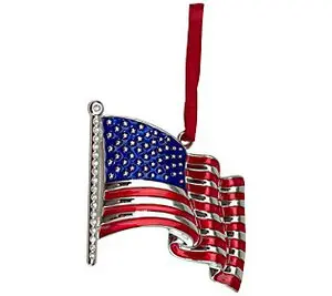 NORTHLIGHT Silver Plated American Flag W/ Europ Ean Crystals - One-color