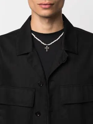Emanuele Bicocchi Cross Pendant Pearl Necklace