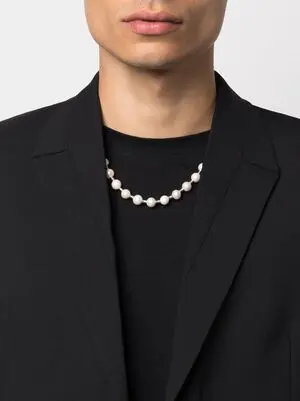 Emanuele Bicocchi Bead-embellished Pearl Necklace - Silver
