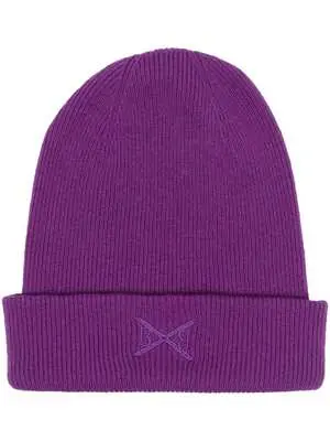 BARRIE Ribbed Cashmere Beanie - Purple
