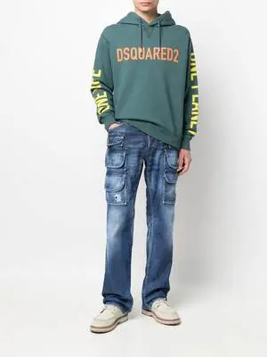 Dsquared2 Slogan-print Cotton Hoodie - Green