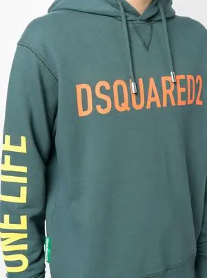 Dsquared2 Slogan-print Cotton Hoodie - Green