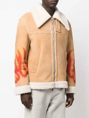 Palm Angels Flames Sherpa Trucker Jacket