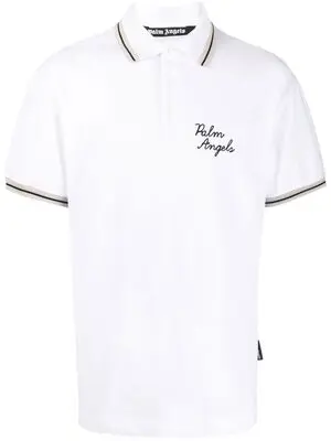 Palm Angels Logo-embroidered Polo Shirt - White