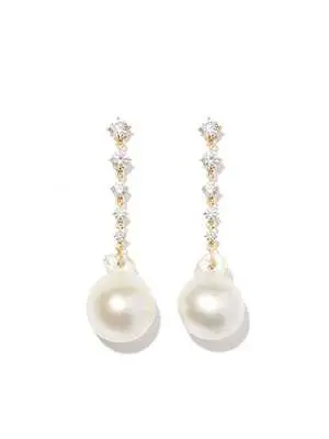 Lizzie Mandler Clat Pearl And Diamond Earrings - Gold