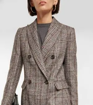 Brunello Cucinelli Double-breasted Wool-blend Blazer