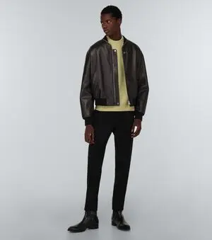 JIL SANDER Leather Bomber Jacket