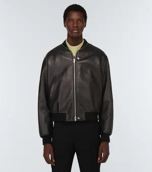 JIL SANDER Leather Bomber Jacket
