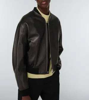 JIL SANDER Leather Bomber Jacket