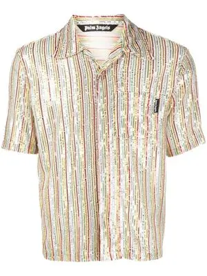 Palm Angels Metallic-finish Short-sleeve Shirt