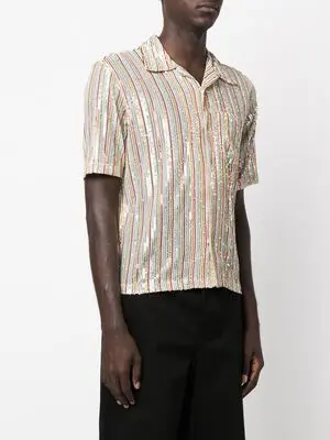 Palm Angels Metallic-finish Short-sleeve Shirt
