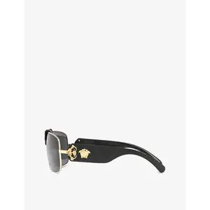 Versace Ve2207q Aviator-frame Sunglasses - Gold
