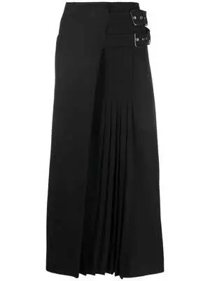 Alberta Ferretti Buckle-detail Pleated Skirt - Black