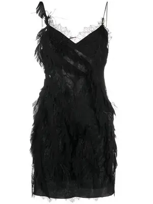 Alberta Ferretti Feather-detail Silk Minidress