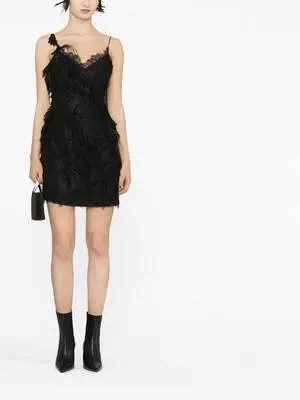Alberta Ferretti Feather-detail Silk Minidress