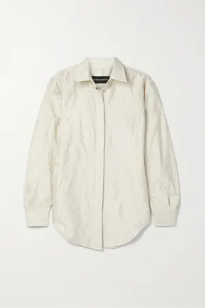Brandon Maxwell The Allie Crinkled Satin-twill Shirt