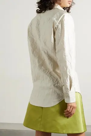 Brandon Maxwell The Allie Crinkled Satin-twill Shirt