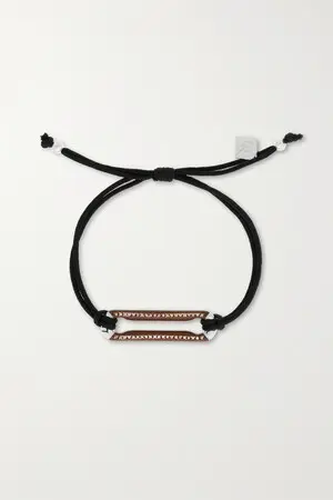 Lauren Rubinski Sterling Silver, Cord, Enamel And Diamond Bracelet - Black