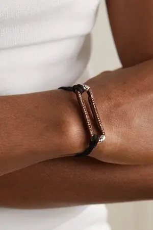Lauren Rubinski Sterling Silver, Cord, Enamel And Diamond Bracelet