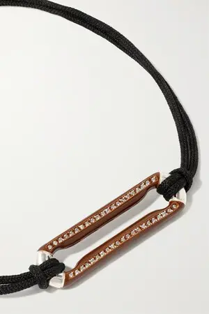 Lauren Rubinski Sterling Silver, Cord, Enamel And Diamond Bracelet