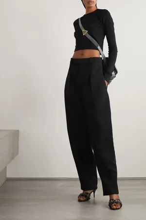 Wardrobe.NYC Hailey Bieber Pleated Wool Wide-leg Pants - Black