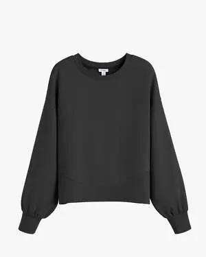 Cuyana Terry Balloon Sleeve Sweatshirt - Black