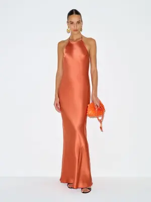 REFORMATION Jeany Silk Dress - Orange